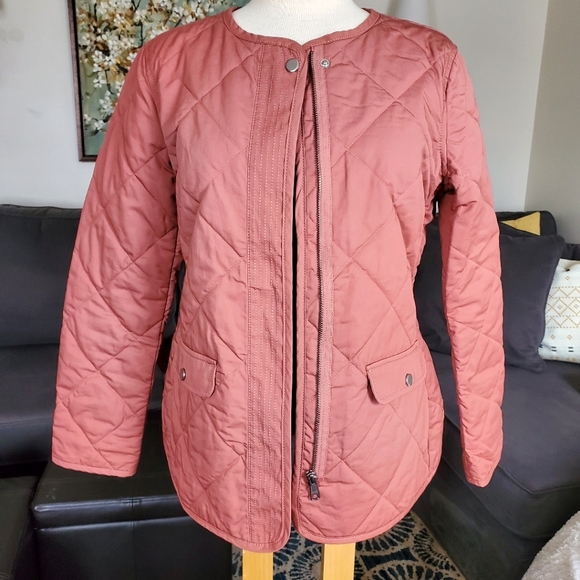 LOFT | Jackets & Coats | Quilted Dark Salmon Light Weight Jacket Size ...